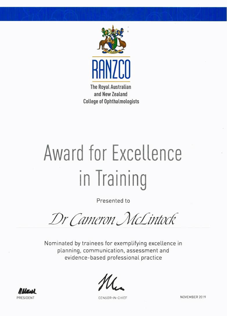 Dr Cameron McLintock awarded QLD trainer of excellence award for 2019 ...